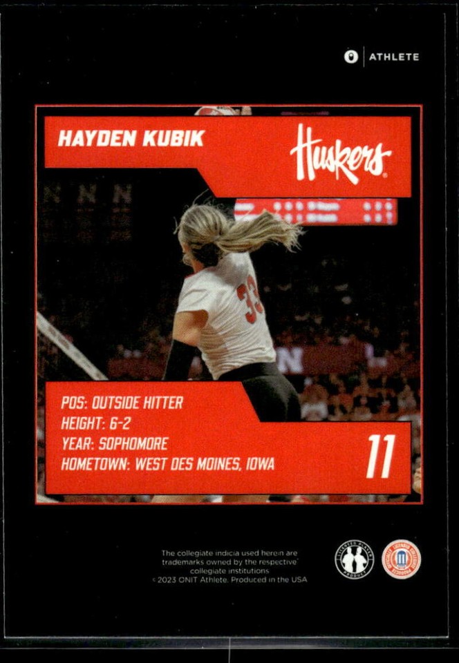Hayden Kubik 2023 Onit Nebraska Cornhuskers Volleyball Black #11 | eBay