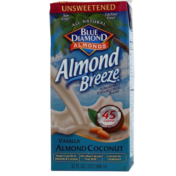 Blue Diamond Breeze Unsweetened Vanilla Almond Coconut Milk 32oz (pack ...