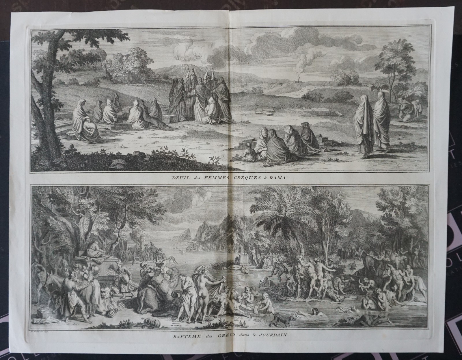 GREECE-1725 Picart Engraving Greek Women Mourning & Baptism of Greeks ...