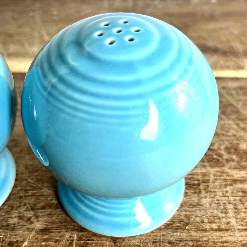 Vintage Fiestaware Turquoise Blue Round Ball Salt & Pepper Shakers 2.5 ...