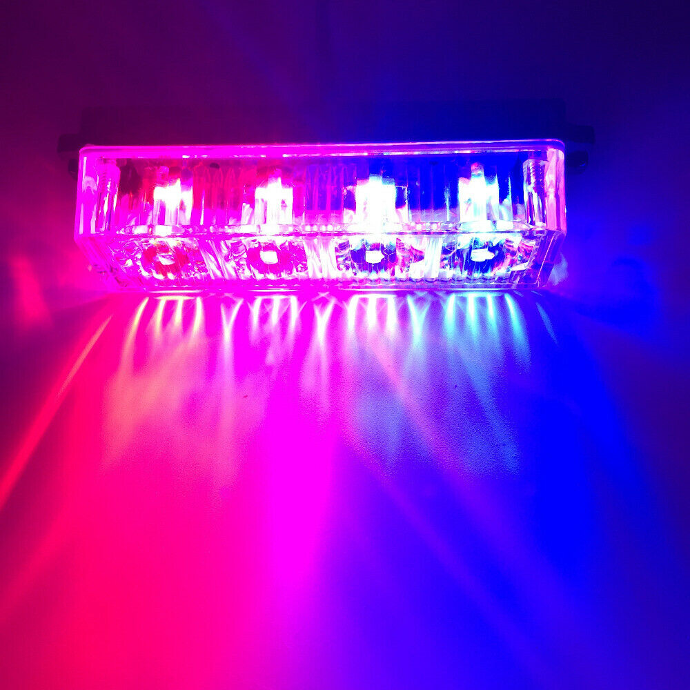 White/Amber 4 LED Strobe Light Side Marker Emergency Warning Flash Pods ...