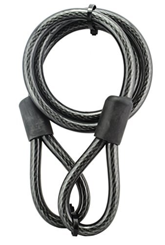 SECURITY CABLE Braided Steel with Sealed Looped Ends Black 15ft ...