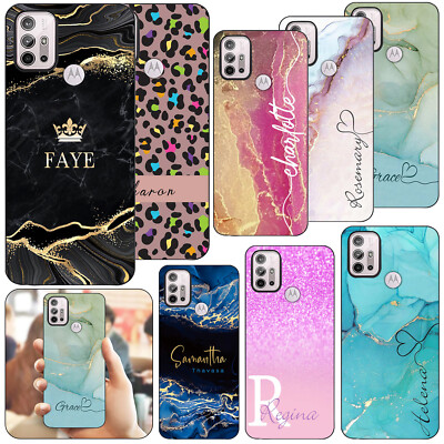Case For Motorola Moto E15 G56 G86 G06 Marble Personalised Silicone ...