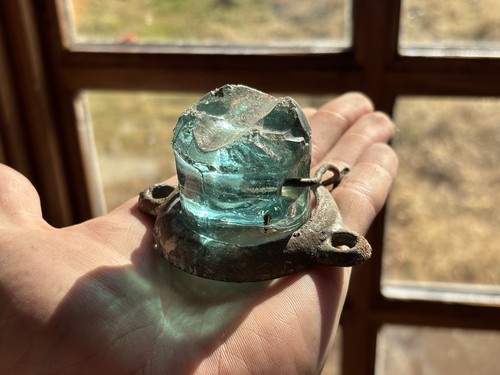 antique glass lightning rod insulator collar bracket lot vintage barn ...
