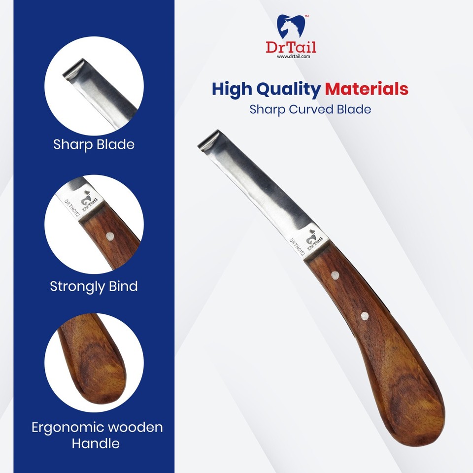 Hoof Knife Curved Blade Farrier Tool W/ Wooden Handle Trimming Knife Livestock | eBay