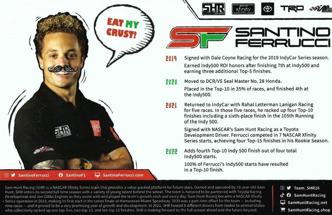 2022 SANTINO FERRUCCI "SCREAMIN'SICILIAN" #26 NASCAR XFINITY SERIES ...