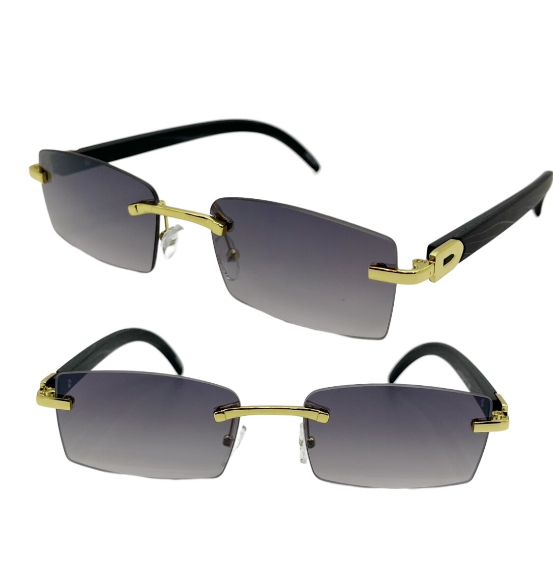 Mens Classy Style Wood Buff Retro 90s Hip Hop Rapper Gangster Rimless ...