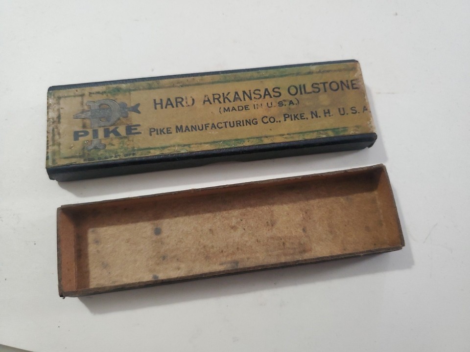 Vintage PIKE Pen Knife Piece Hard Arkansas Sharpening Oil Stone ~4 ...