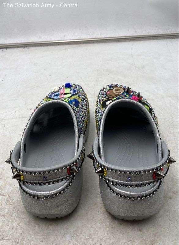 Custom Crocs Womens Gray Closed Toe Slip On Beaded Clog Shoes Size 10 ...