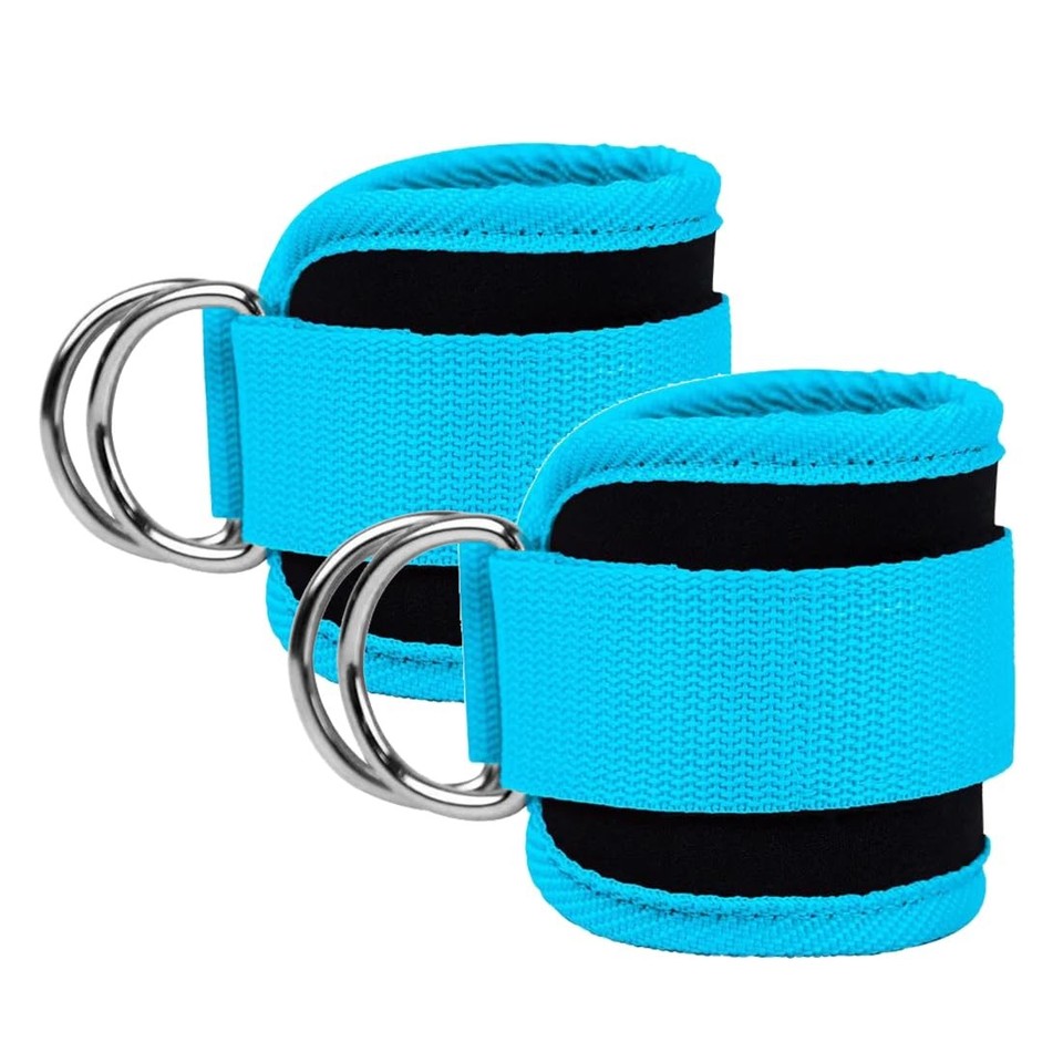 Ankle Straps Cuffs Padded Glute Kickback D-Ring Cable Attachment Gym ...