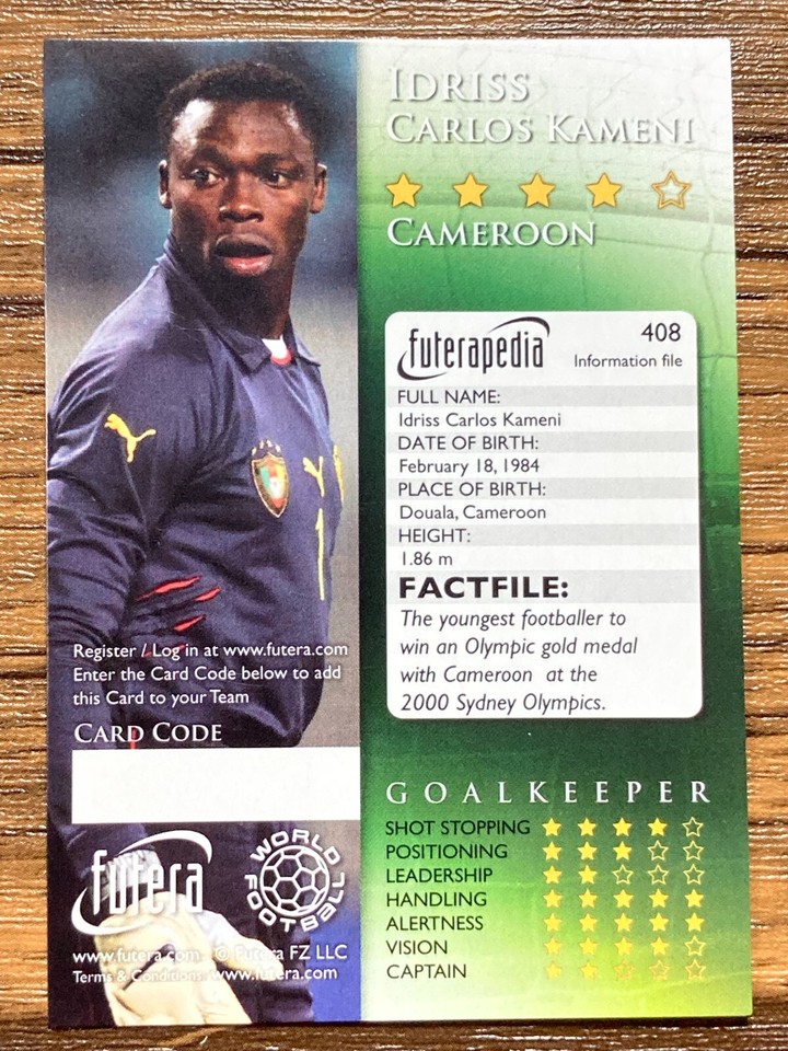 Free Shipping! Futera Card #408 Idriss Carlos Kameni Cameroon | eBay
