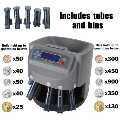 Electric Auto Coin Counter Sorter Dispenser Counting Batching W/Coin ...