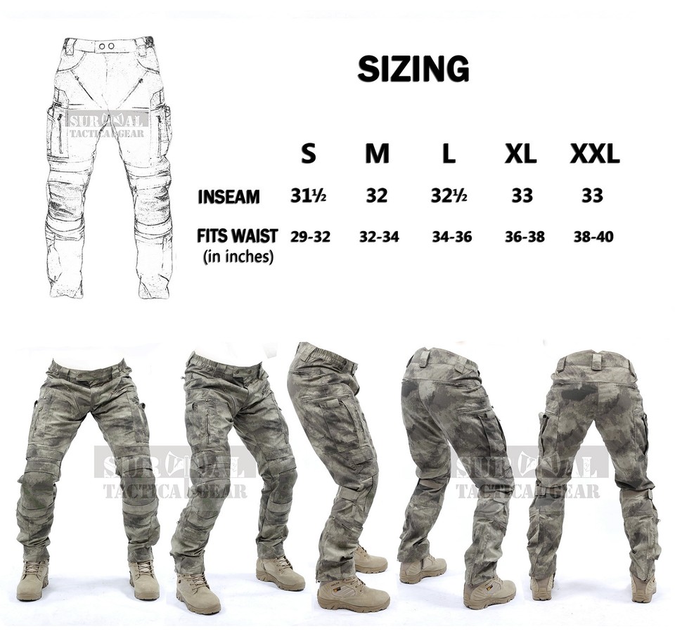 Mens Tactical Pants Military BDU Paintball Airsoft Survival Gear Combat ...