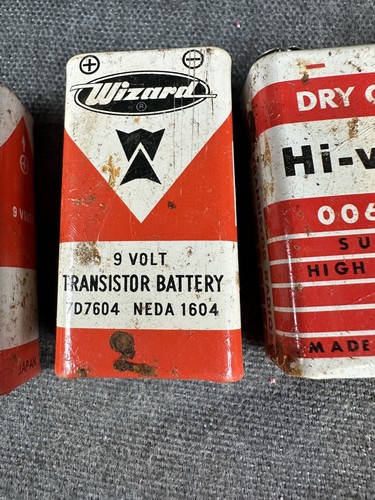 Vintage Lot Of 9 Volt Batteries Wizard Hi-Volt Ray O Vac Continental ...
