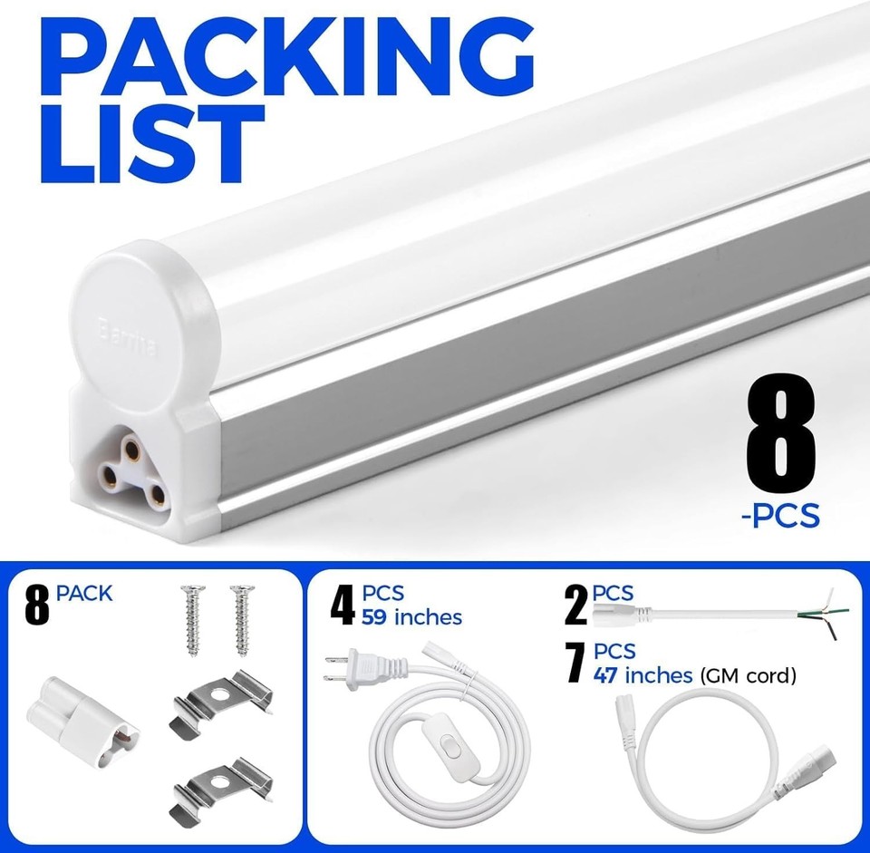 Modern 4FT LED T5 Light Fixture - Great for Garage, Office, and Under ...