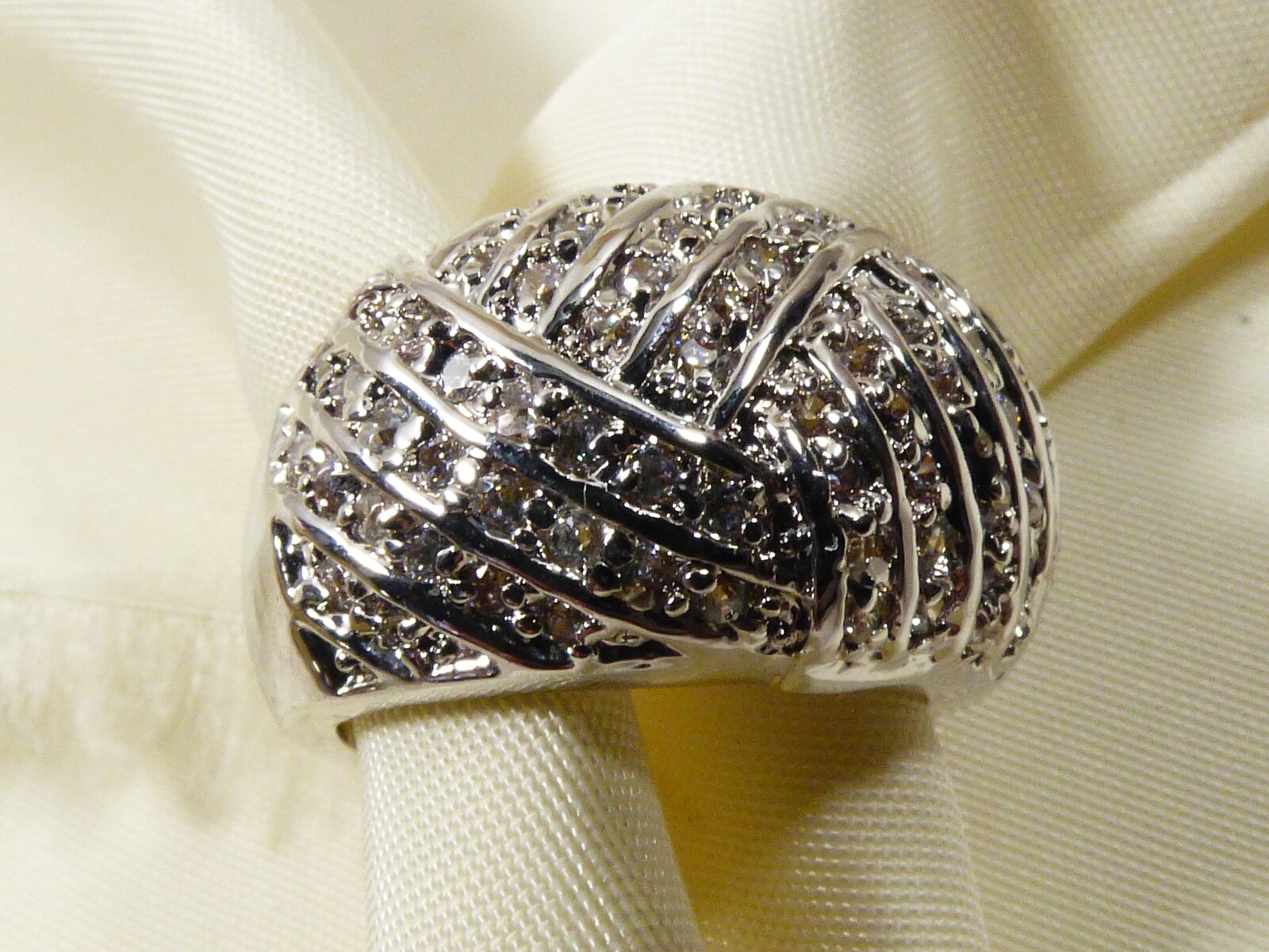 Silver Color CZ Crystal Dome Weaved Design Ring Size 6 | eBay