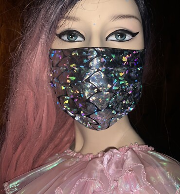 Holographic Mermaid Scale Face Mask Metallic Mascarilla Holografica ...