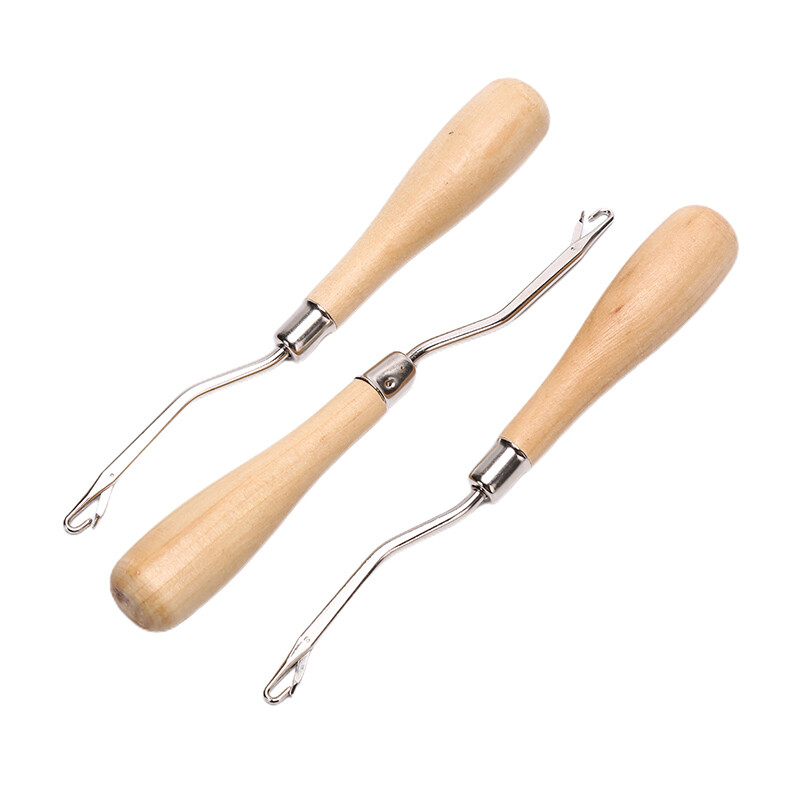 Wooden Handle Crochet Needle Latch Hook Puller Tool For Canvas Rug Mats ...