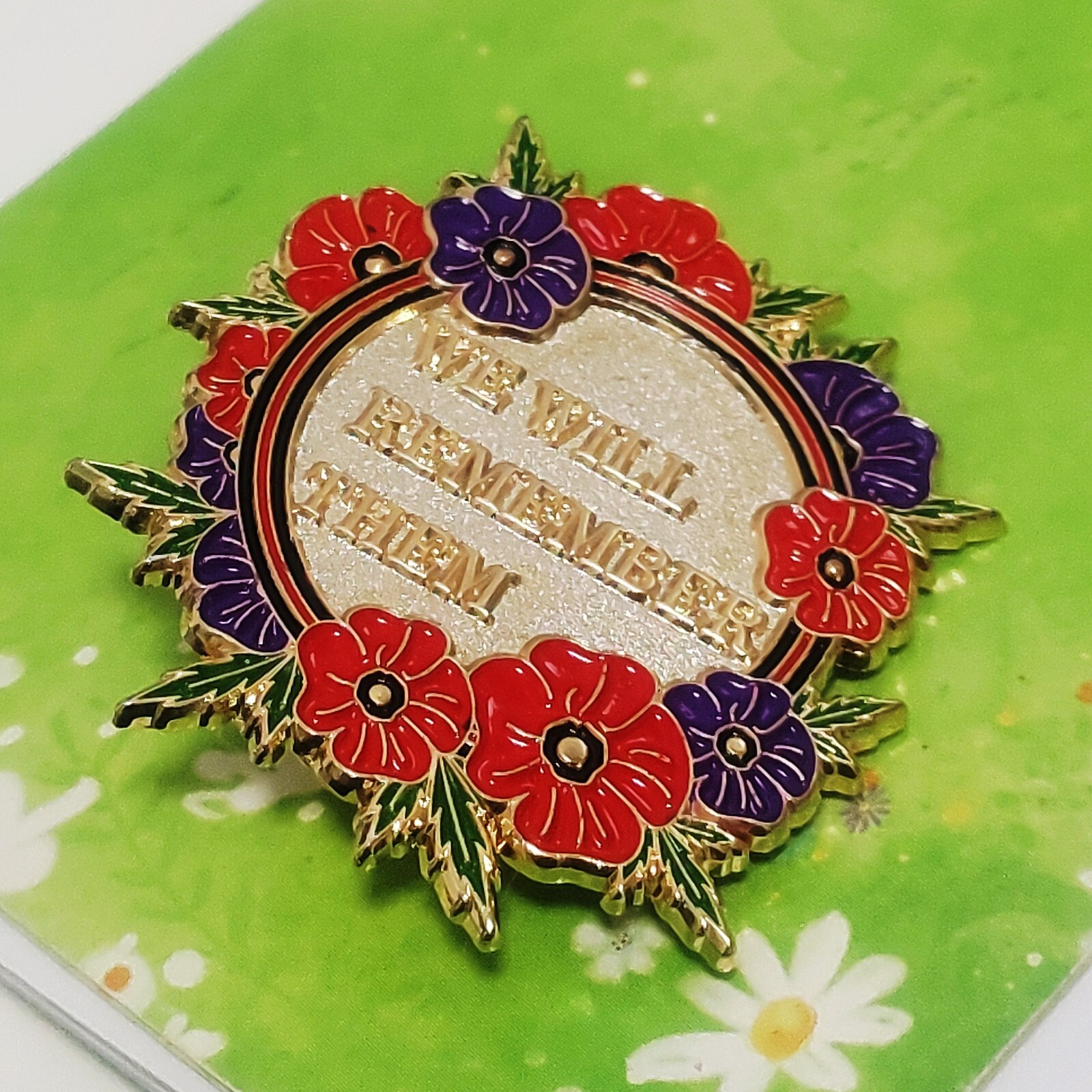 Pack of 2 Red Poppy We Will Remember Them Veteran Army Enamel Pin Badge ...