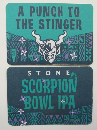 Beer Brewery COASTER: STONE Brewing Co Scorpion Bowl IPA ~ Escondido ...