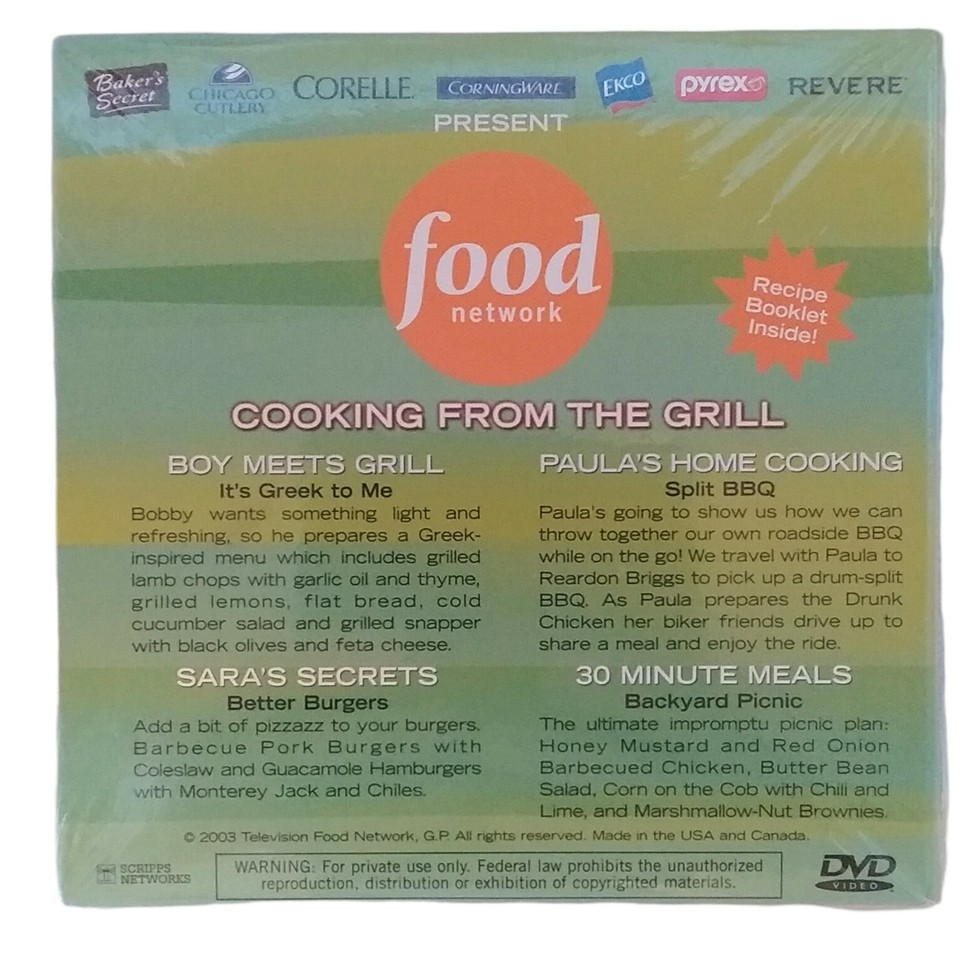 Food Network DVD 2003 Cooking From The Grill With Recipe Booklet NEW | eBay