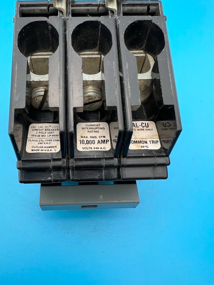 Cutler Hammer 90 Amp 3 Pole CHB Circuit Breaker Eaton CHB390 240V ...