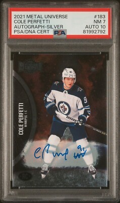 PSA 7 AUTO 10 2021-2022 SKYBOX METAL UNIVERSE 183 COLE PERFETTI ...