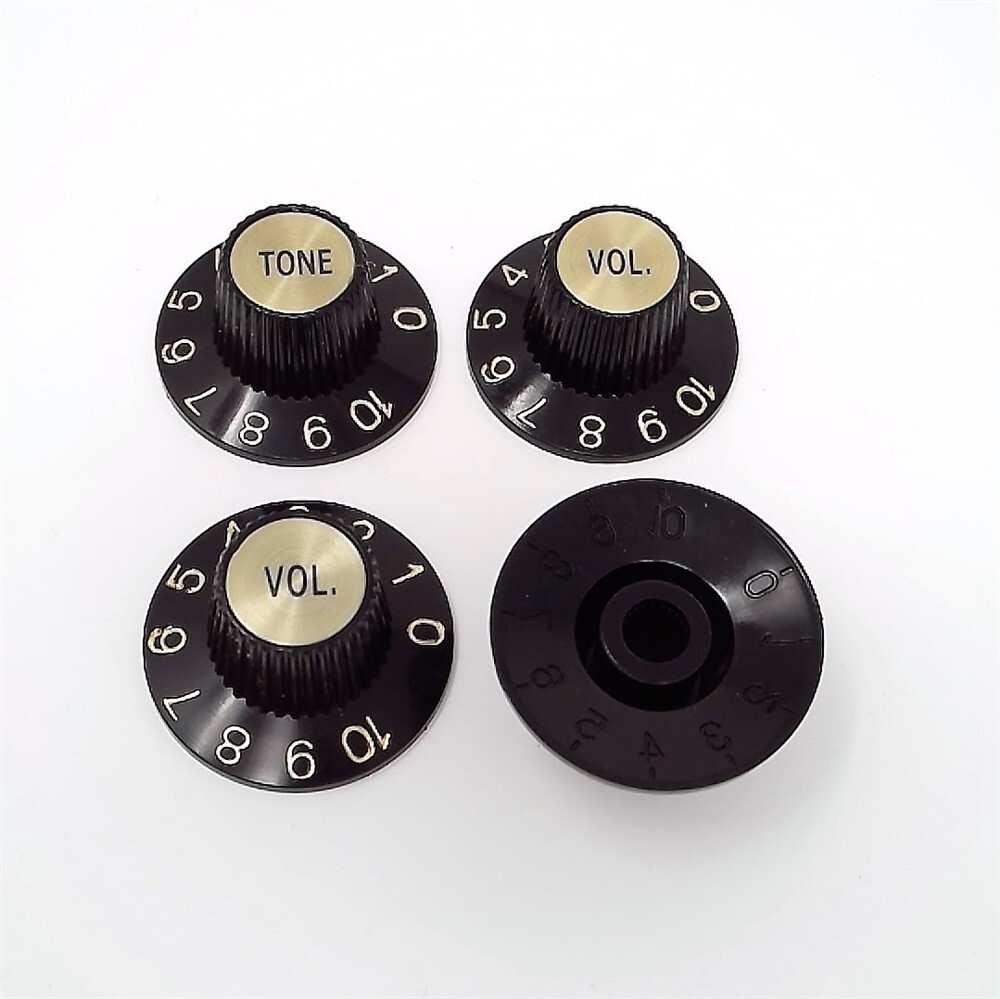 True Custom Shop® Black Witch Hat Control Knobs with Gold Inserts for ...