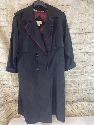 Maggie Lawrence Collection Black women's long belted coat size 16 | eBay