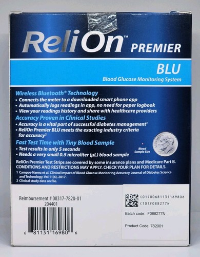 ReliOn Premier BLU Blood Glucose Monitoring System Sealed New in Box | eBay