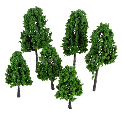 16Pcs 60-100mm HO Z Scale Green Model Tree For Railway Garden Park ...