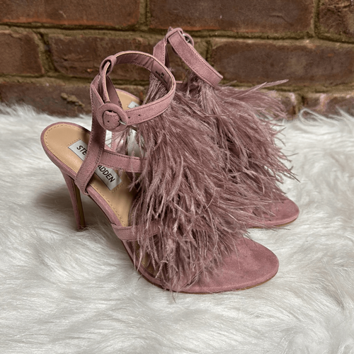 Steve Madden Women's Fefe Pink/Purple Feather Heels Size 8 NEW | eBay
