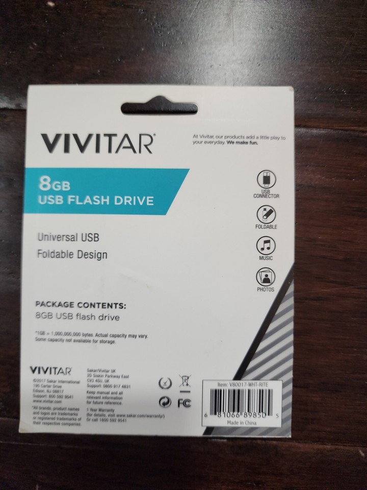 Vivitar Essential Collection 8GB USB Flash Drive White 681066898505 | eBay