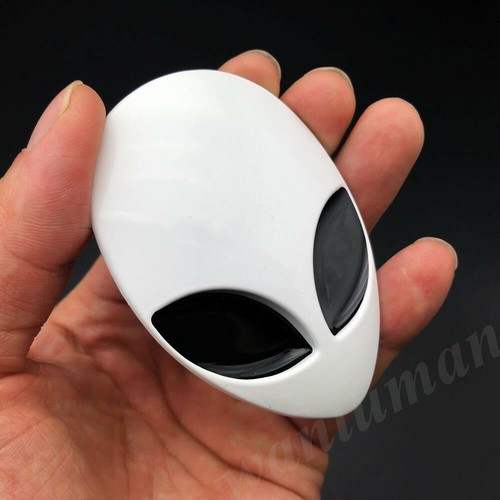 Big White Metal Alienware Alien Head UFO Car Trunk Emblem Badge Decals ...
