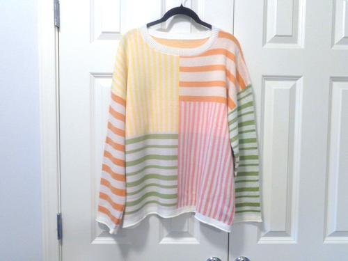 Colorful Striped TEMU Cotton Blend Sweater Size XL New without Tags! | eBay
