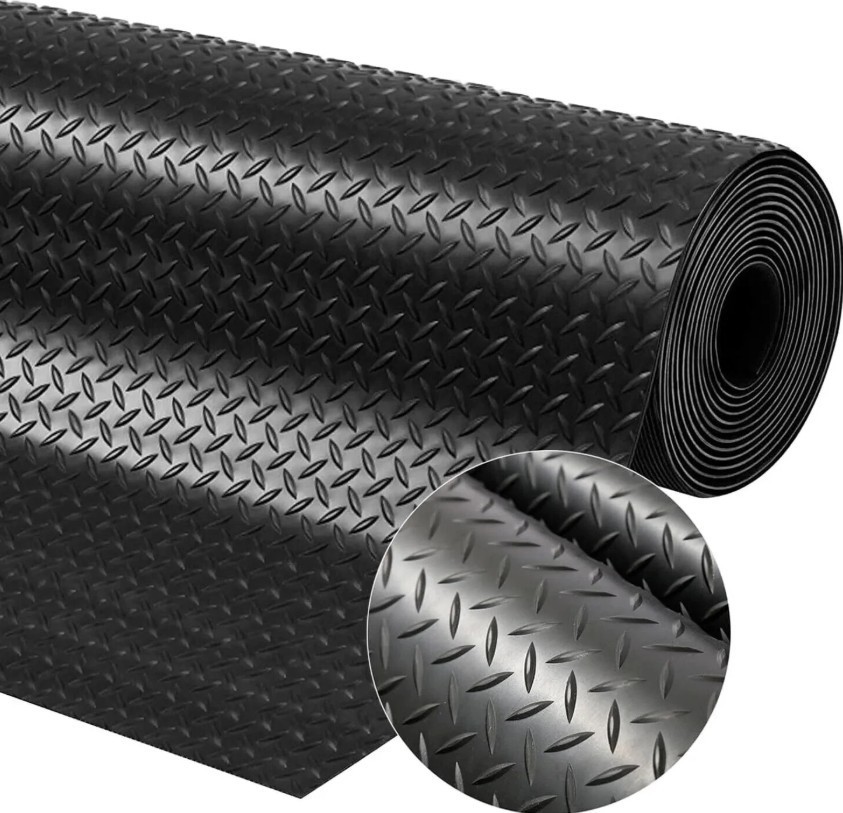 DIAMOND RUBBER FLOORING MAT ROLL NON SLIP- 1.5m WIDTH FOR ALL VEHICLES ...