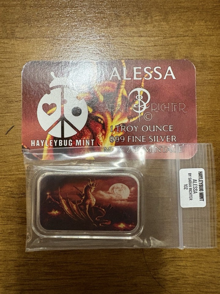 Hayleybug Mint Dragon Alessa 1 Oz Colorized Silver Bar-Only 250 Minted ...