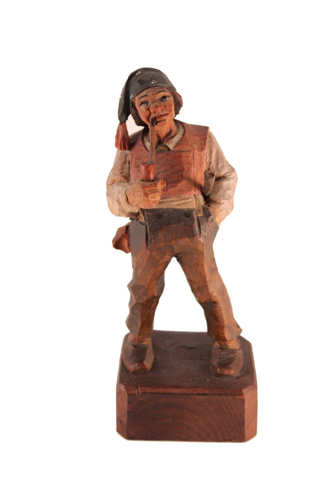 Vtg Antique 1940s Anri Carved Wood Tyrolean Man w/ Pipe & Cane 7 ...