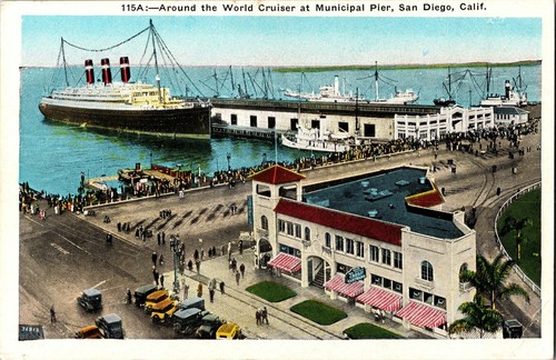 Ocean Liner at Municipal Pier, San Diego CA Vintage Postcard I53 | eBay