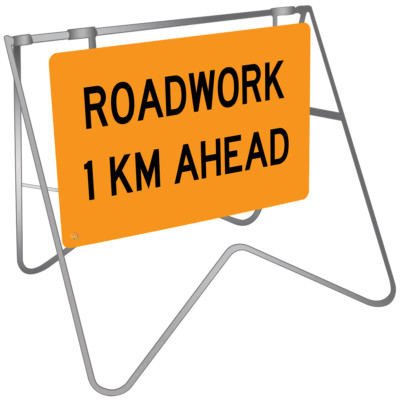 Roadwork 1KM Ahead Sign - Aluminum Metal Swing Stand Sign (SSS36 ...