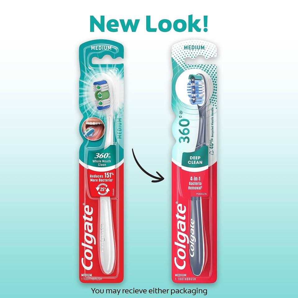 Colgate 360 Toothbrush with Tongue and Cheek Cleaner, Medium | eBay