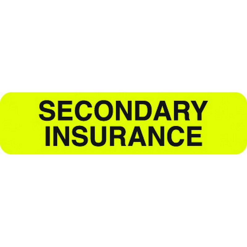 Insurance Labels, SECONDARY INSURANCE - Fluorescent Chartreuse, 1-1/4 ...