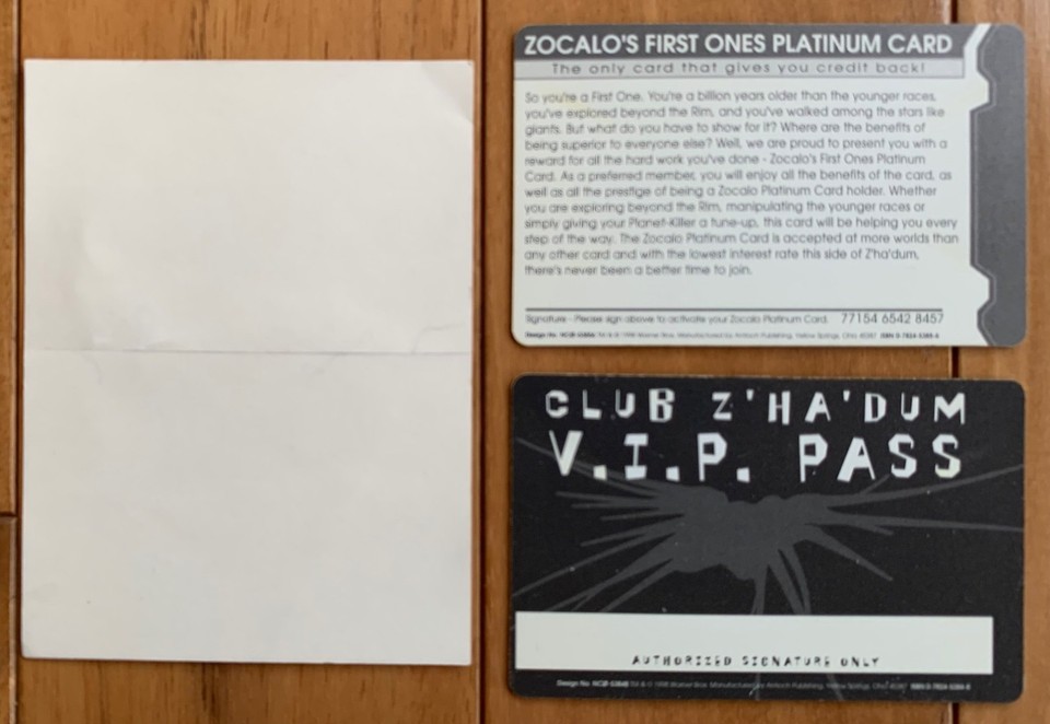 Babylon 5 - Fan Club Sticker, Zocalo's Platinum Card, and Club Z'Ha'Dum ...