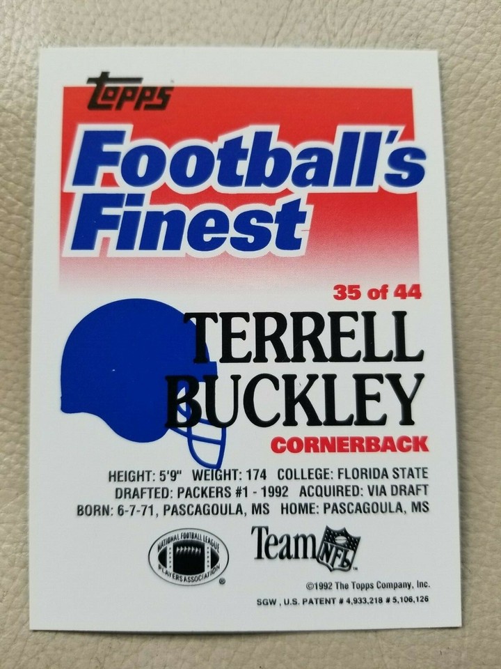 Terrell Buckley Football's Finest Limited Edition Green Bay Packers ...