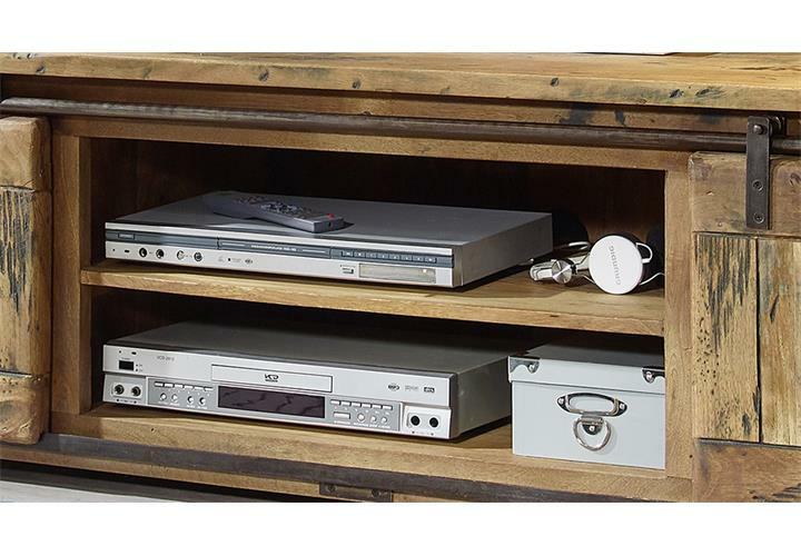 Lowboard Mangoholz Gingo lackiert Eisen rustikal TV-Board 2 Rolltüren ...