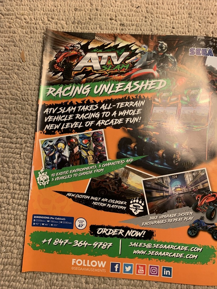 original 11- 8 '' ATV Slam Sega ARCADE video GAME FLYER AD | eBay