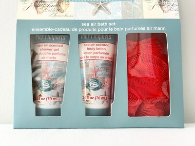 New! PIER 1 IMPORTS Sea Air Bath Set 3 Pc Gel Lotion Loofah ...