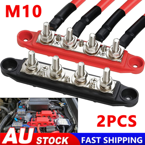 2pcs 12V 250A 4 Post Bus Bar Battery Power Distribution Block M10 ...