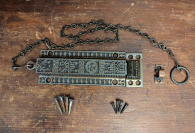 Victorian Eastlake? 5.5" Spring Loaded Slide Bolt Cast Iron Surface ...