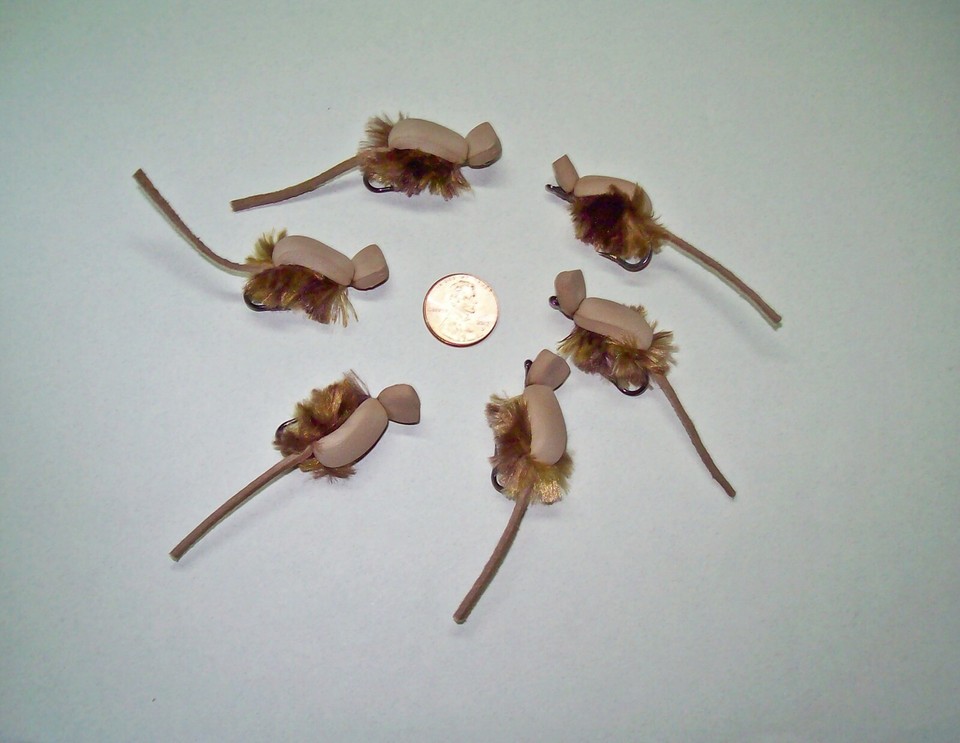 1ea. Super Float Tan Rick's Morrish Mouse Flies Size 1 Trout Bass Fly Fishing | eBay